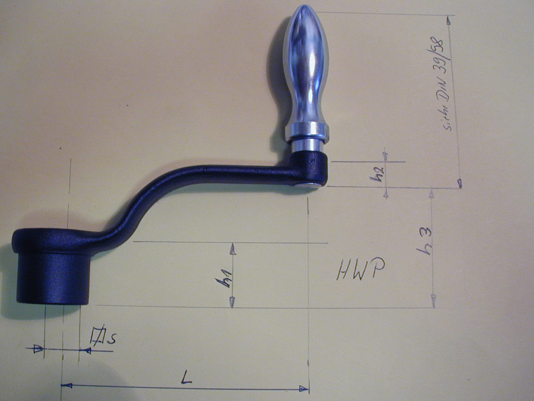 DIN 468 Handkurbel gekröpft Griff drehb.